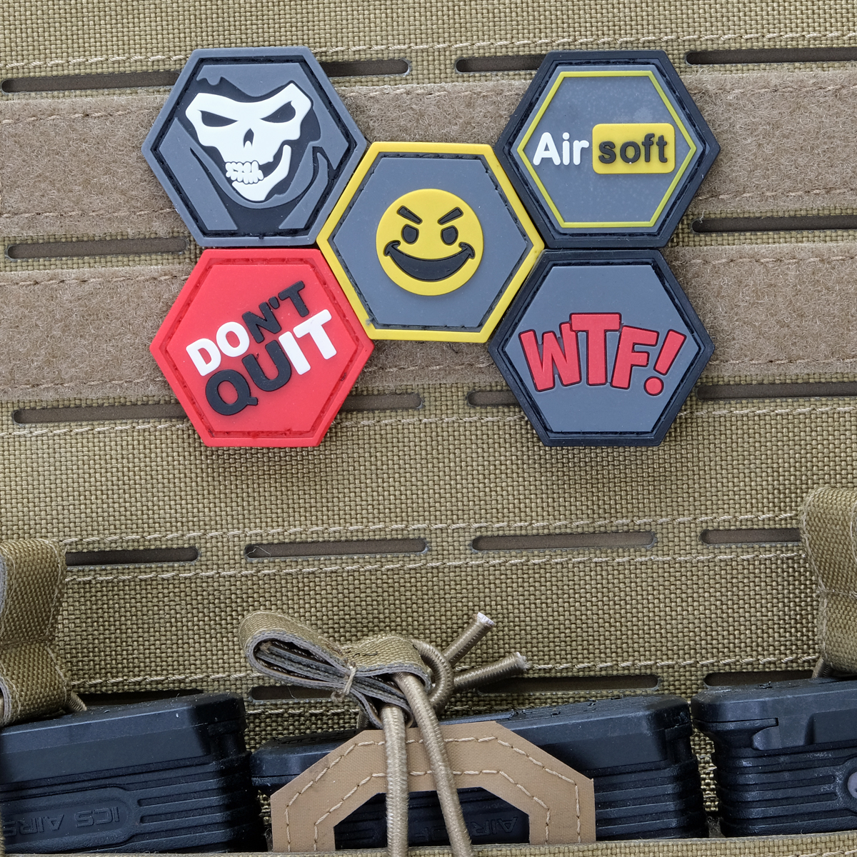 Happy Face Yellow Ballistic Hex Patch BH00017 - Just BB Guns