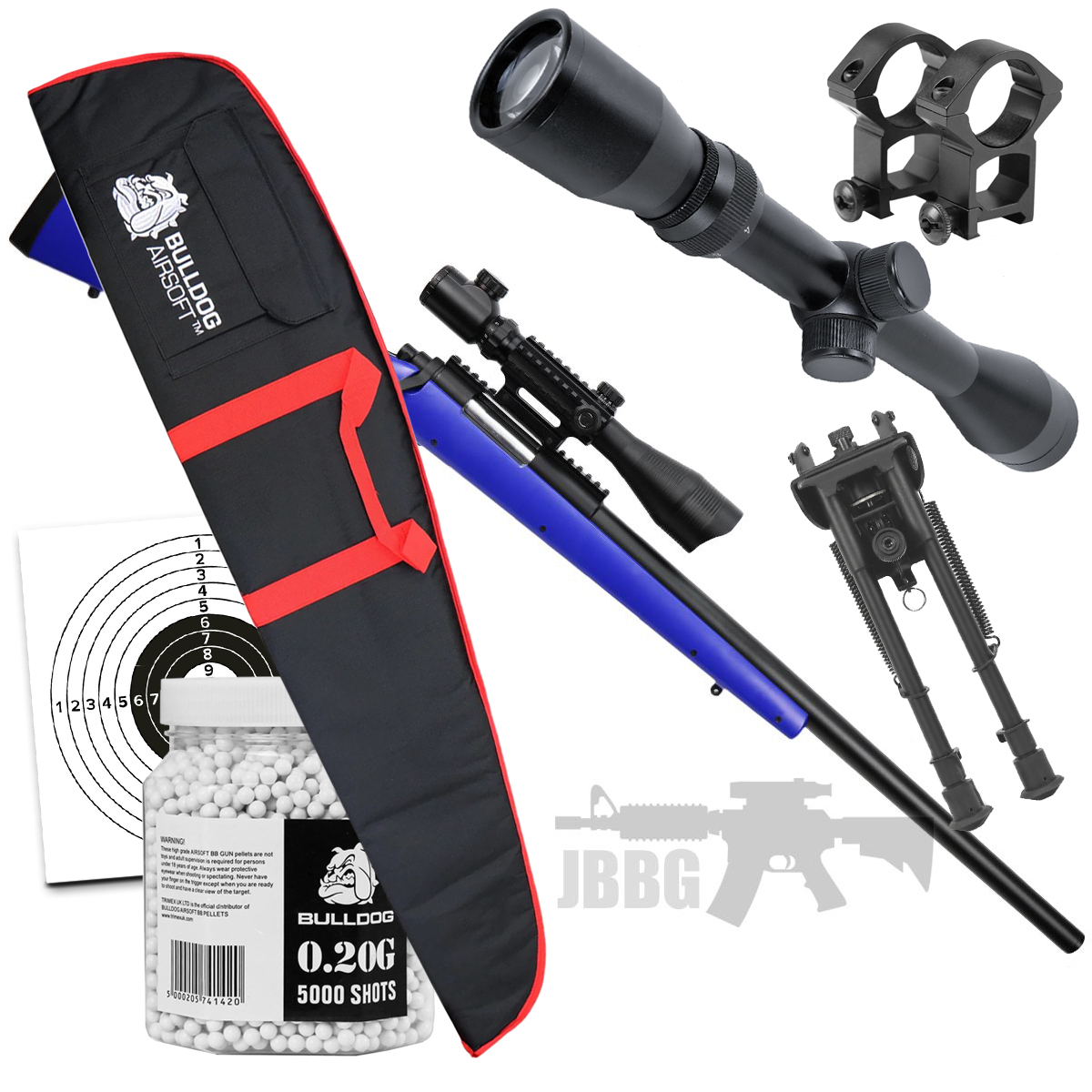 Bundle Offer Airsoft Sniper Rifle M61 Blue - Just BB Guns