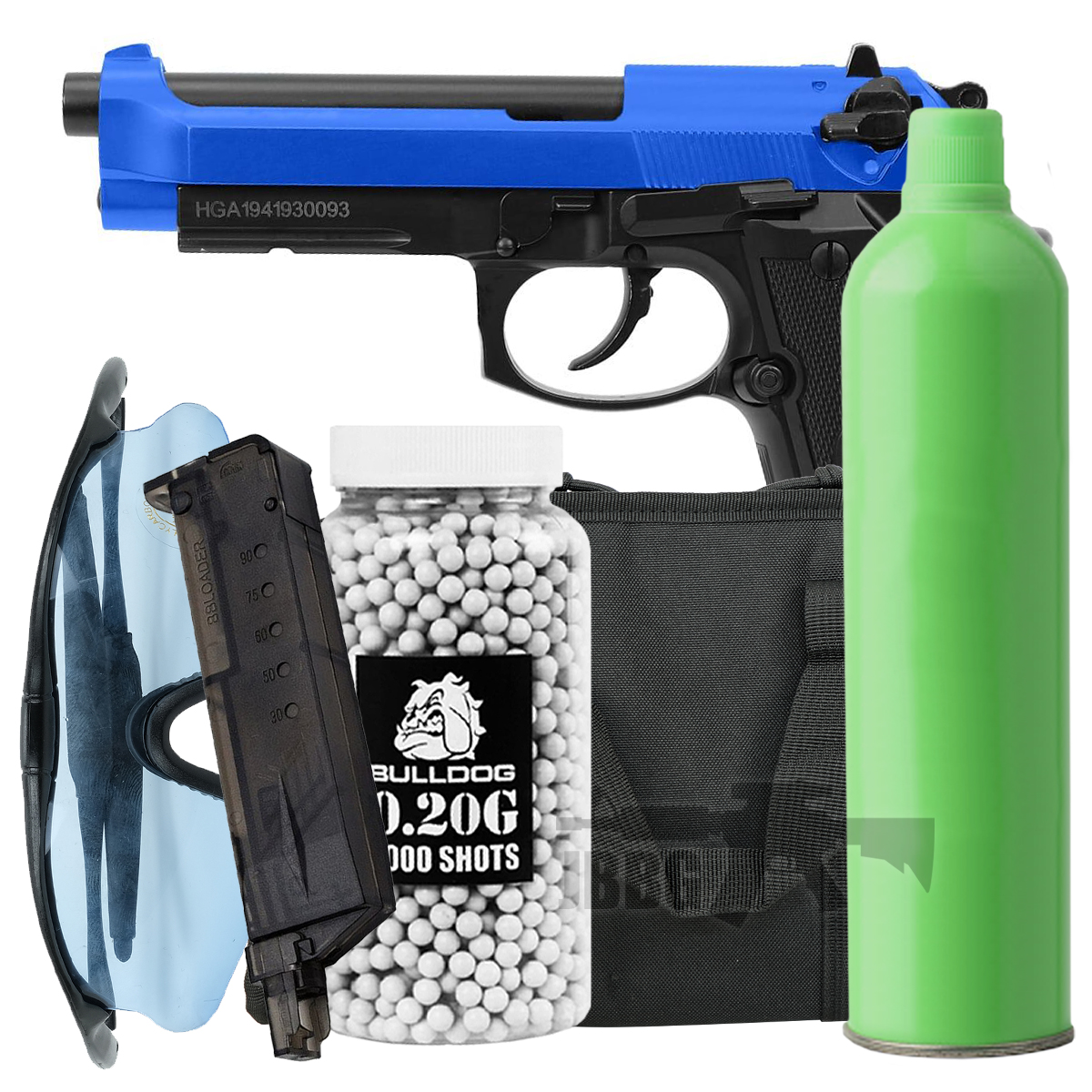 HG194 Semi Auto M92 Gas Airsoft Pistol Bundle Set Offer