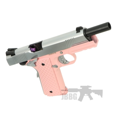 Raven Meu 1911 Airsoft GBB Pistol Pink with Rail - Just BB Guns