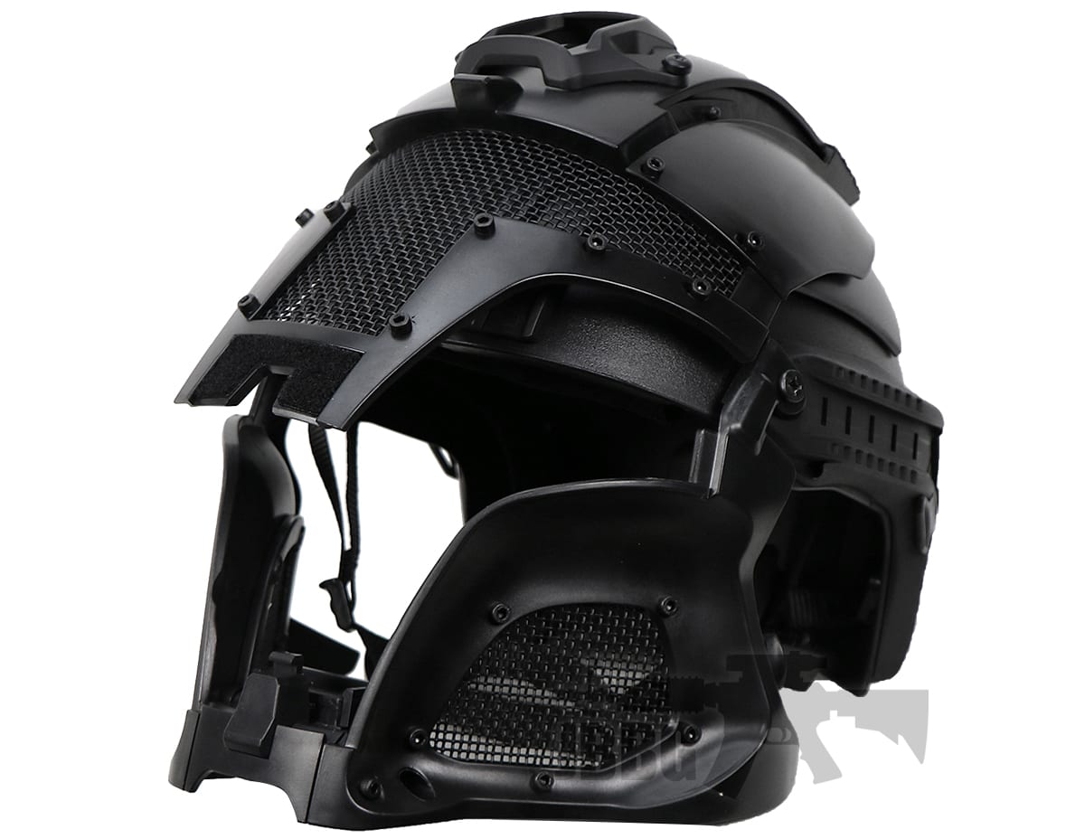 Medieval Iron Warrior Full Head Coverage Airsoft Helmet and Mask Black