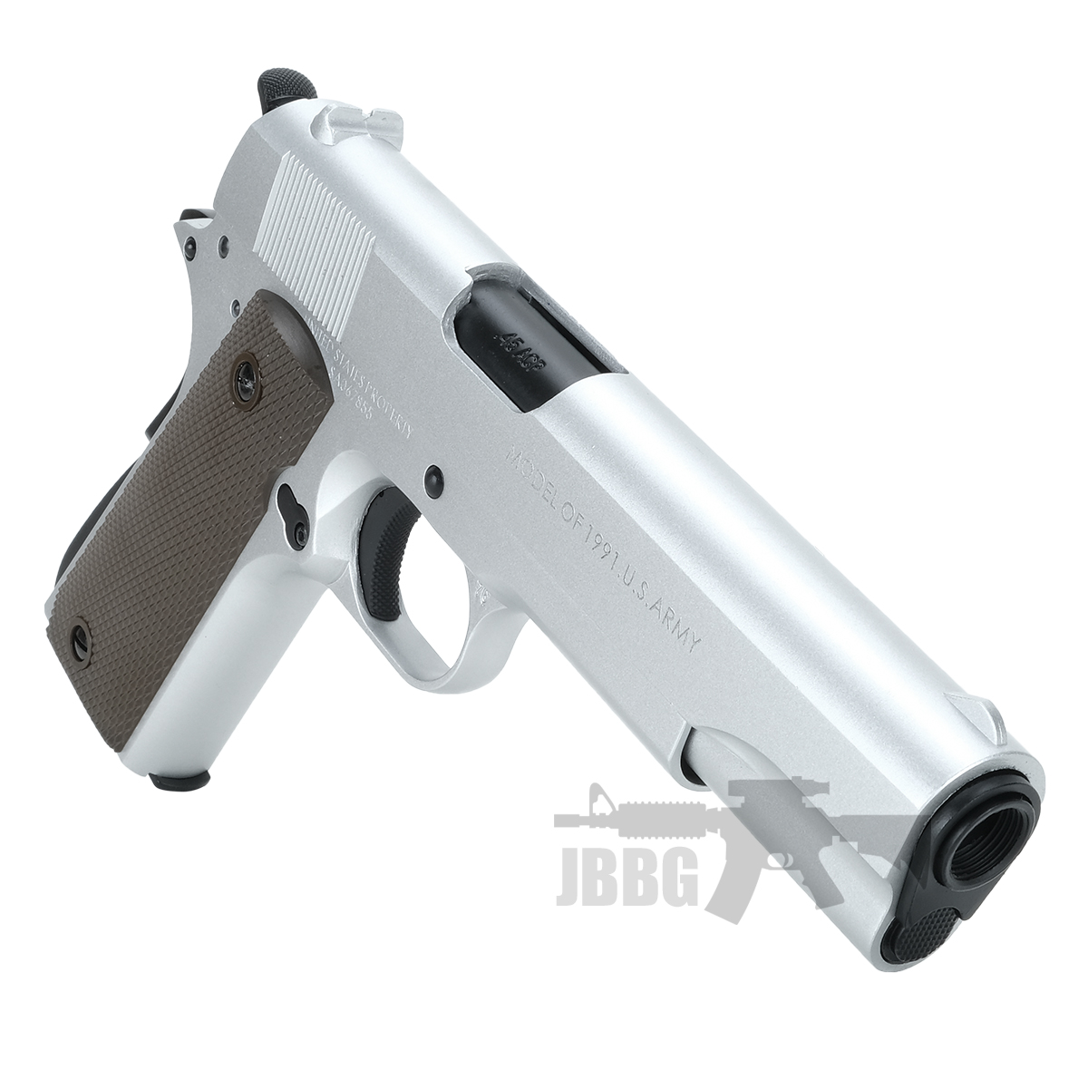 King Arms 1911-A1 CAL .45 Silver Gas Pistol - Just BB Guns