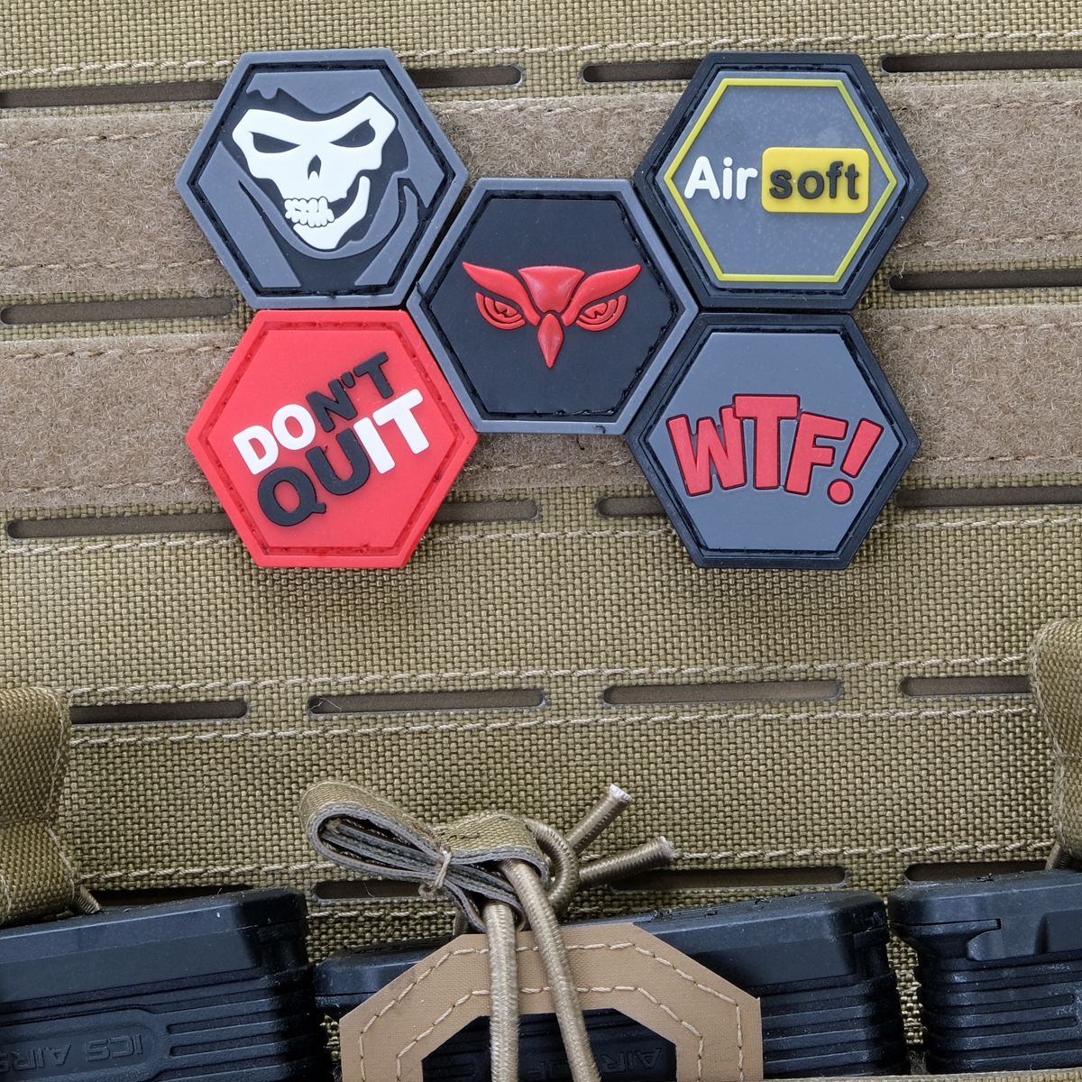 Owl Head Red-Grey Ballistic Hex Patch BH00046 - Just BB Guns