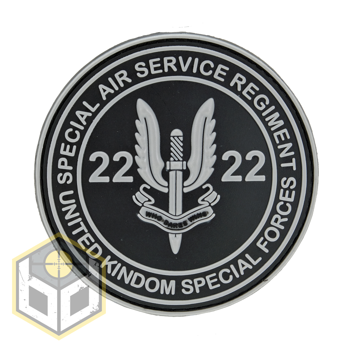 UK Special Air Service PVC Patch Grey on Black UKSF-GREY - Just BB Guns