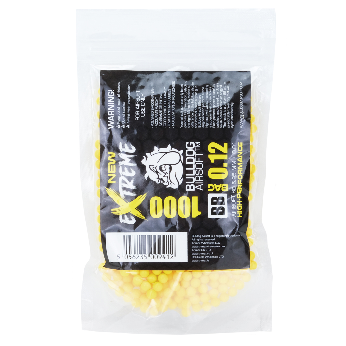 Extreme Bulldog 0.12g Yellow 1000 Airsoft BB Pellets (NEW)