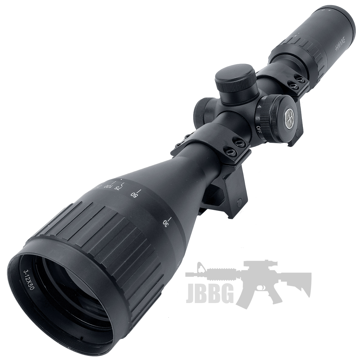 Fast Mount 3-12x50 AO IR (Mil Dot) Hawke Scope with Weaver Mounts