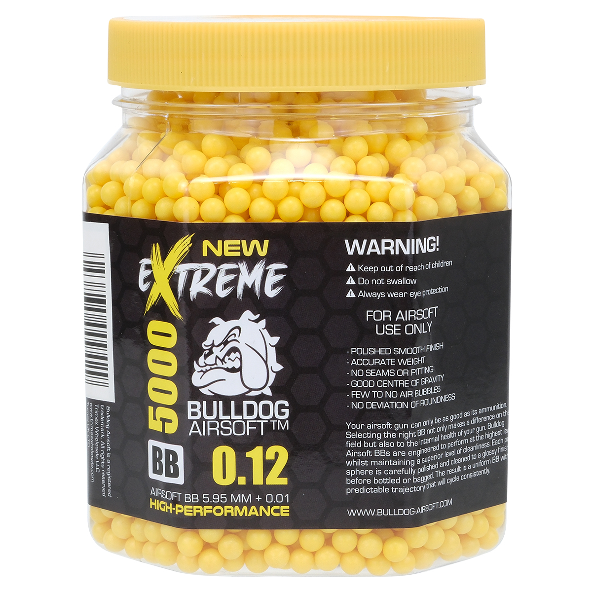 Extreme Bulldog 0.12g Yellow 5000 Airsoft BB Pellets (NEW)