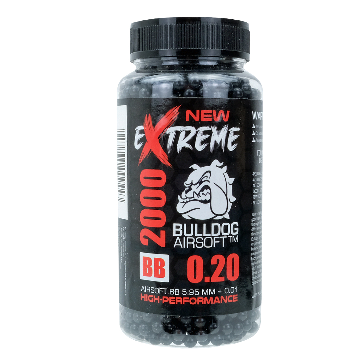 Extreme Bulldog 0.20g Black 2000 Airsoft BB Pellets (NEW)