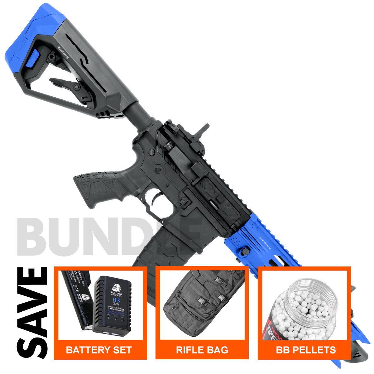 Bundle Offer HFC 201 AEG Tactical Airsoft Gun Set Blue