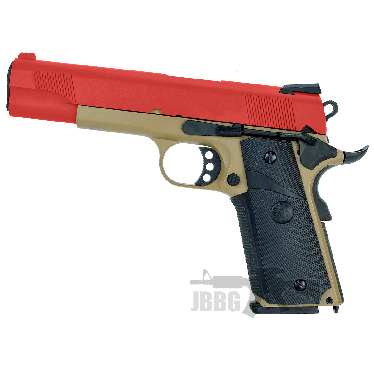 SR1911 MEU Gas Blowback Airsoft Pistol Desert Ver Tan Red - Just BB Guns