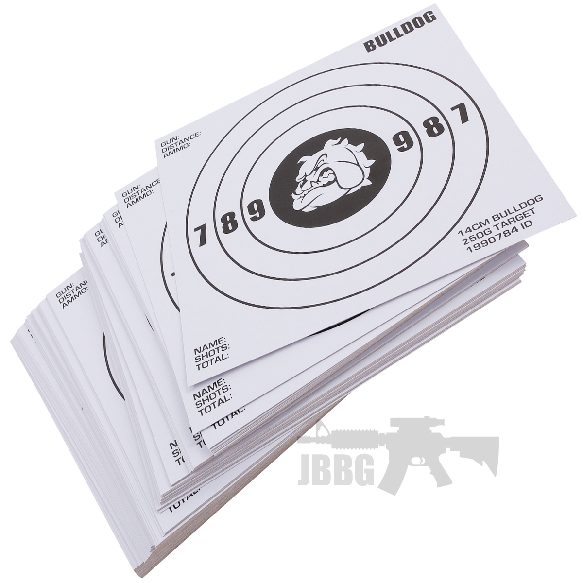 100 Card Targets 14cm Square White Bulldog - Just BB Guns