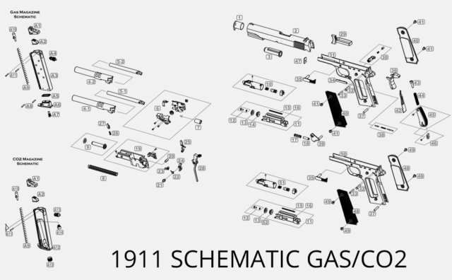 1911 Schematic Dual Power System 6mm - Just BB Guns