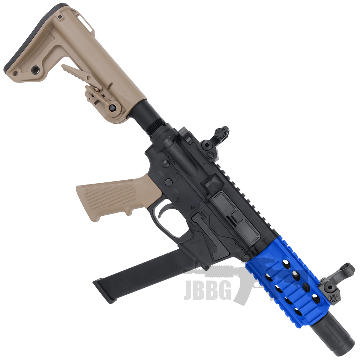Bulldog TWS 9mm SBR Gas Blowback Lite Airsoft Gun Tan Blue - Just BB Guns