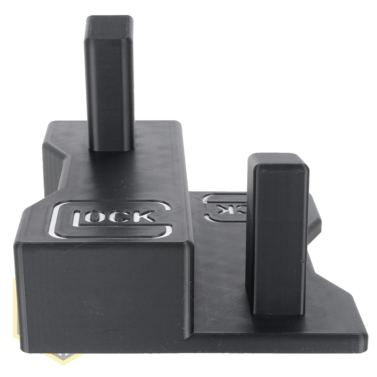 Twin Display Glock Pistol Stand with White Logos - Just BB Guns