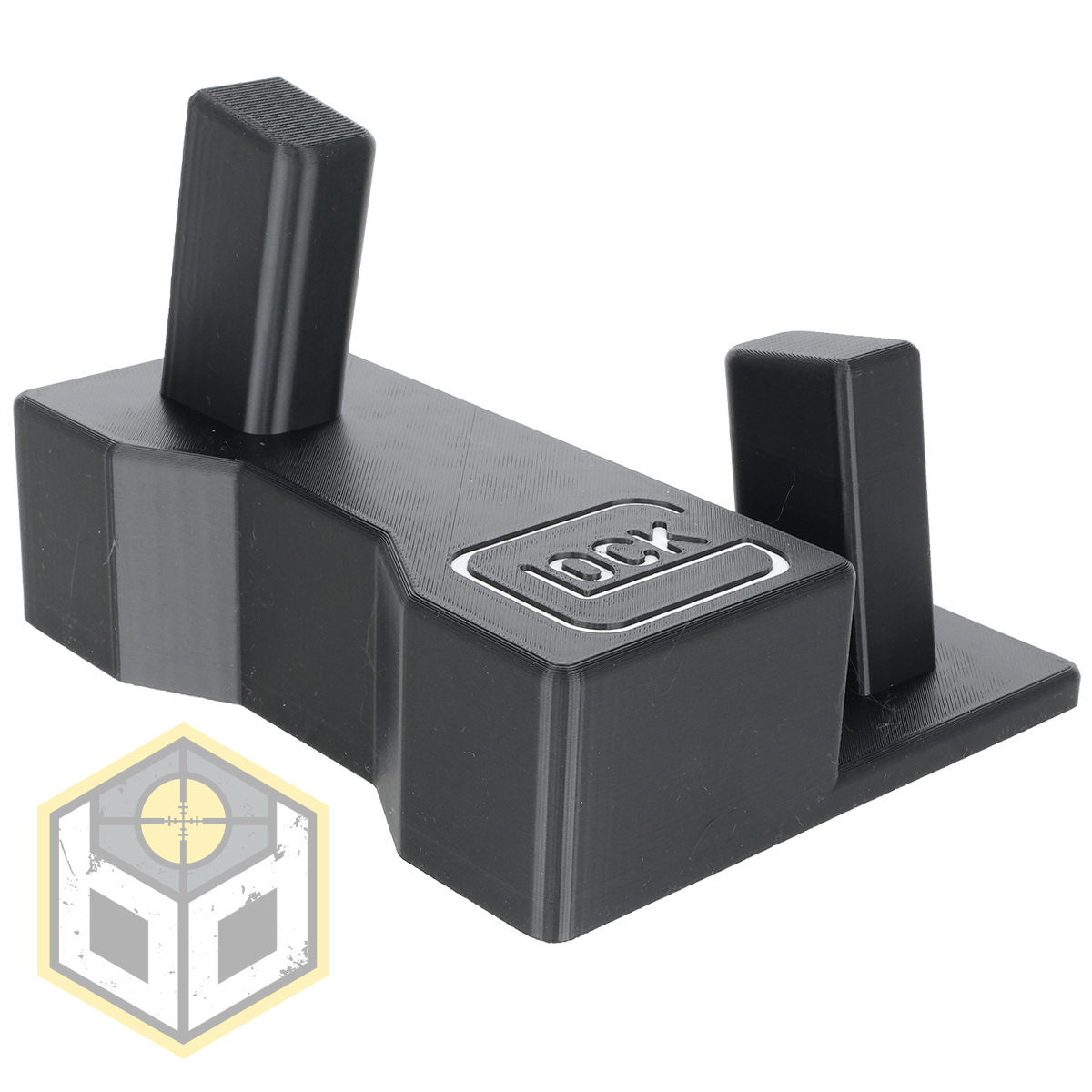 Twin Display Glock Pistol Stand with White Logos - Just BB Guns