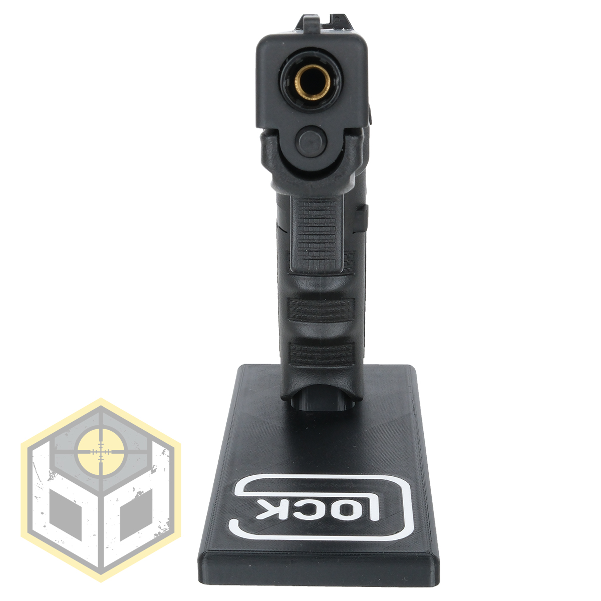 Glock Pistol Stand Black with White Logo - Just BB Guns