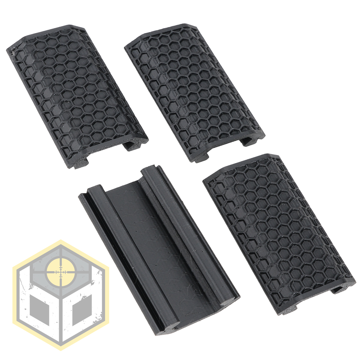 Picatinny Rail Covers Hex Texture Design 4 Black - Just BB Guns