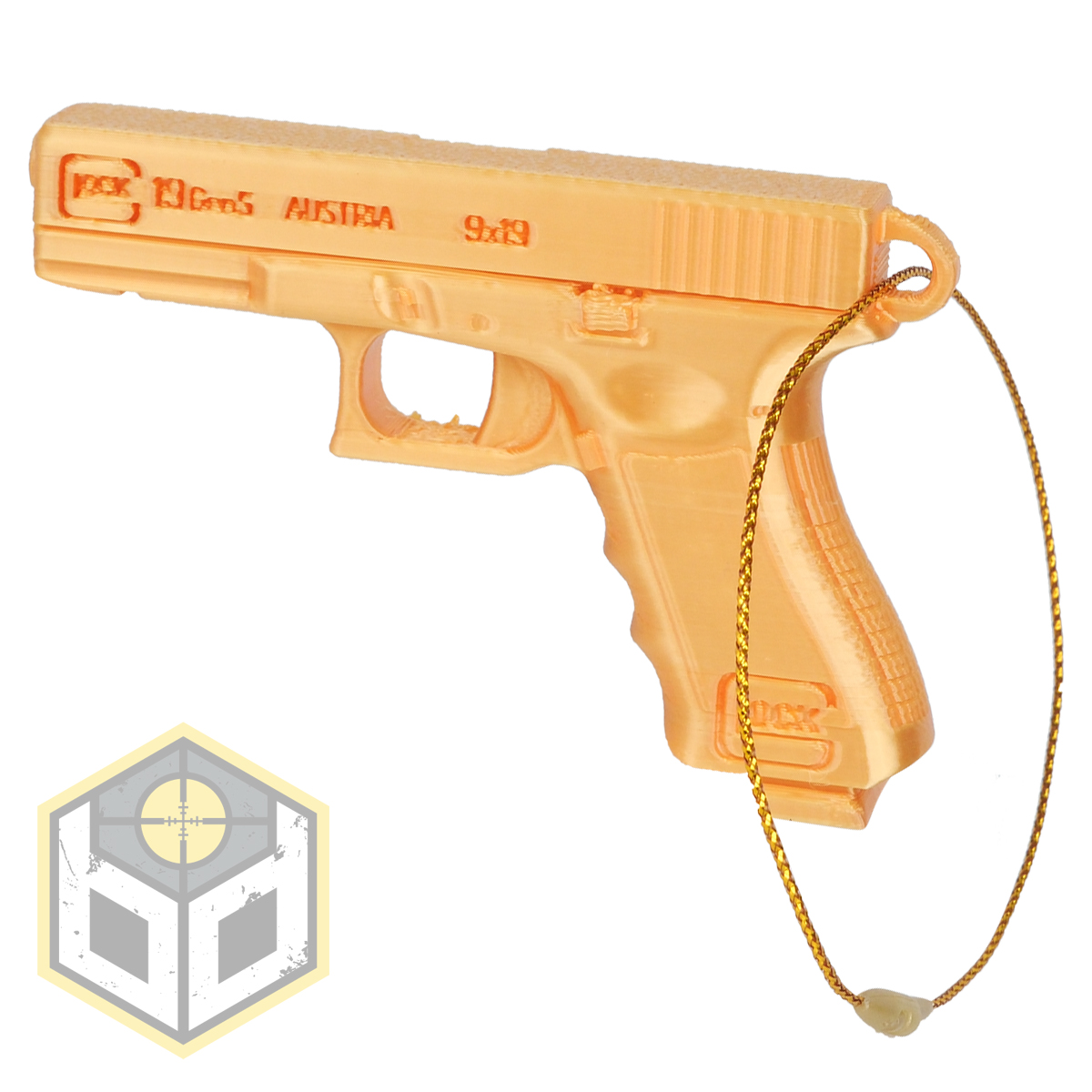 Glock 19 Gen5 Pistol Christmas Tree Decoration Gold - Just BB Guns