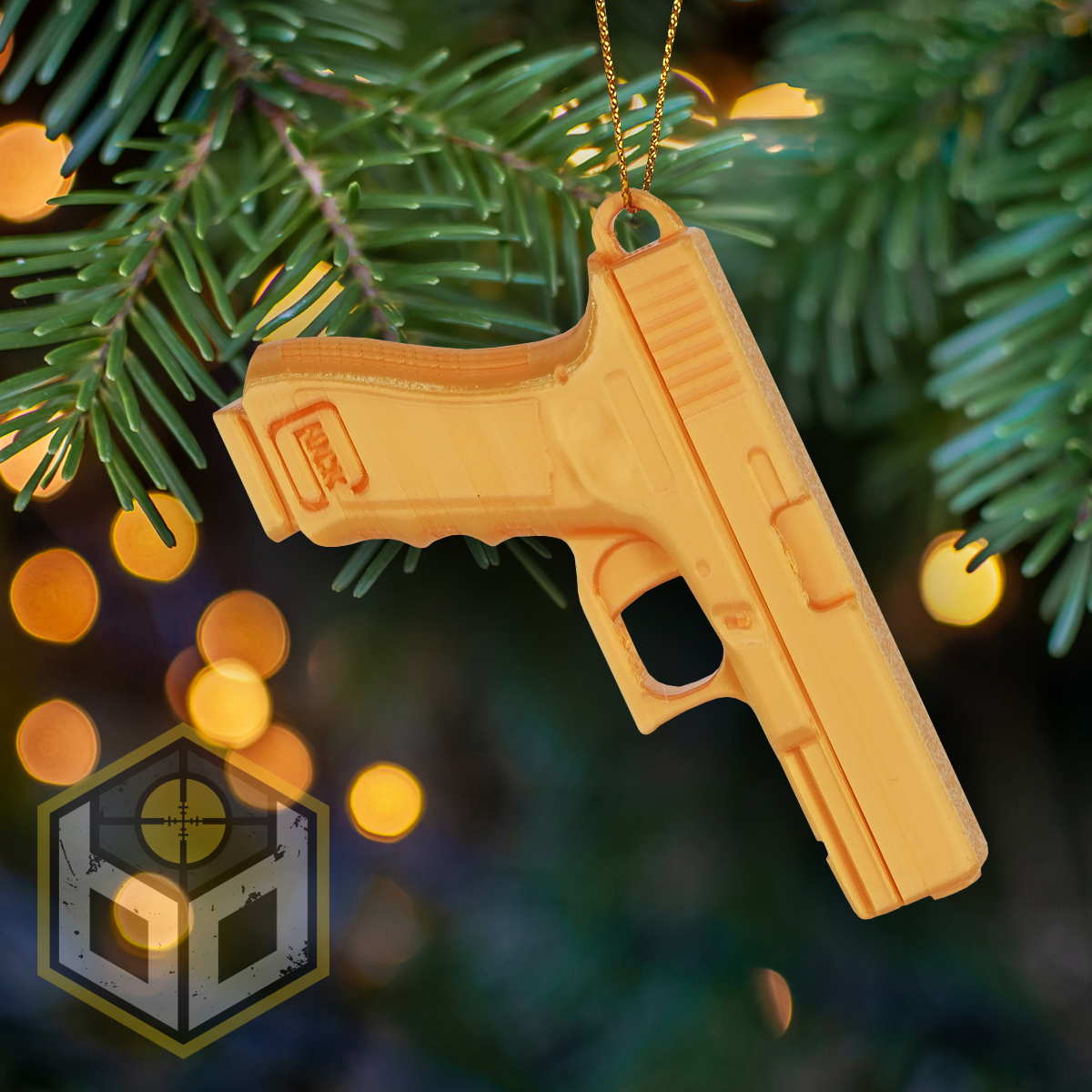 Glock 19 Gen5 Pistol Christmas Tree Decoration Gold - Just BB Guns