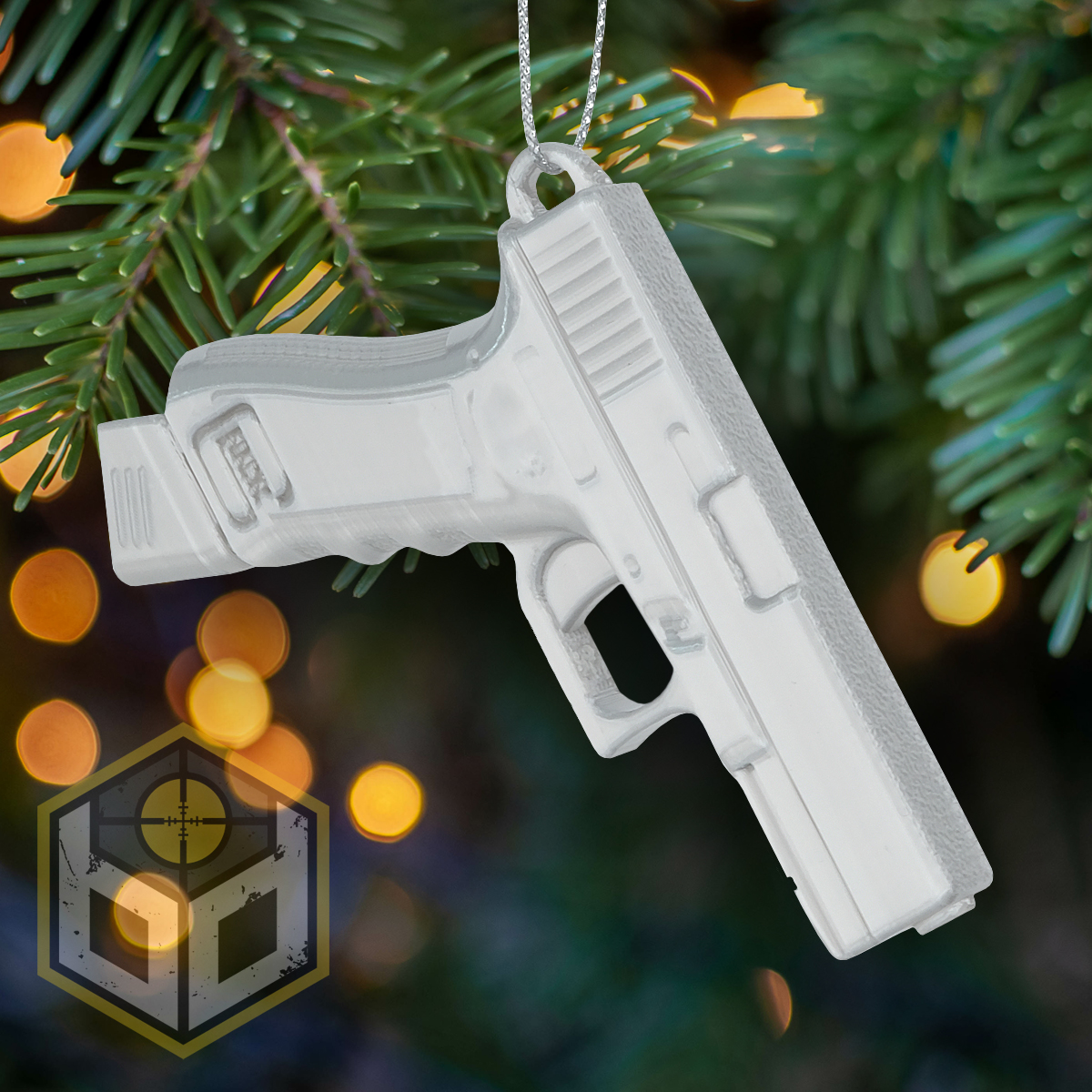 Glock 19 Gen5 EX Mag Pistol Christmas Tree Decoration Silver - Just BB Guns