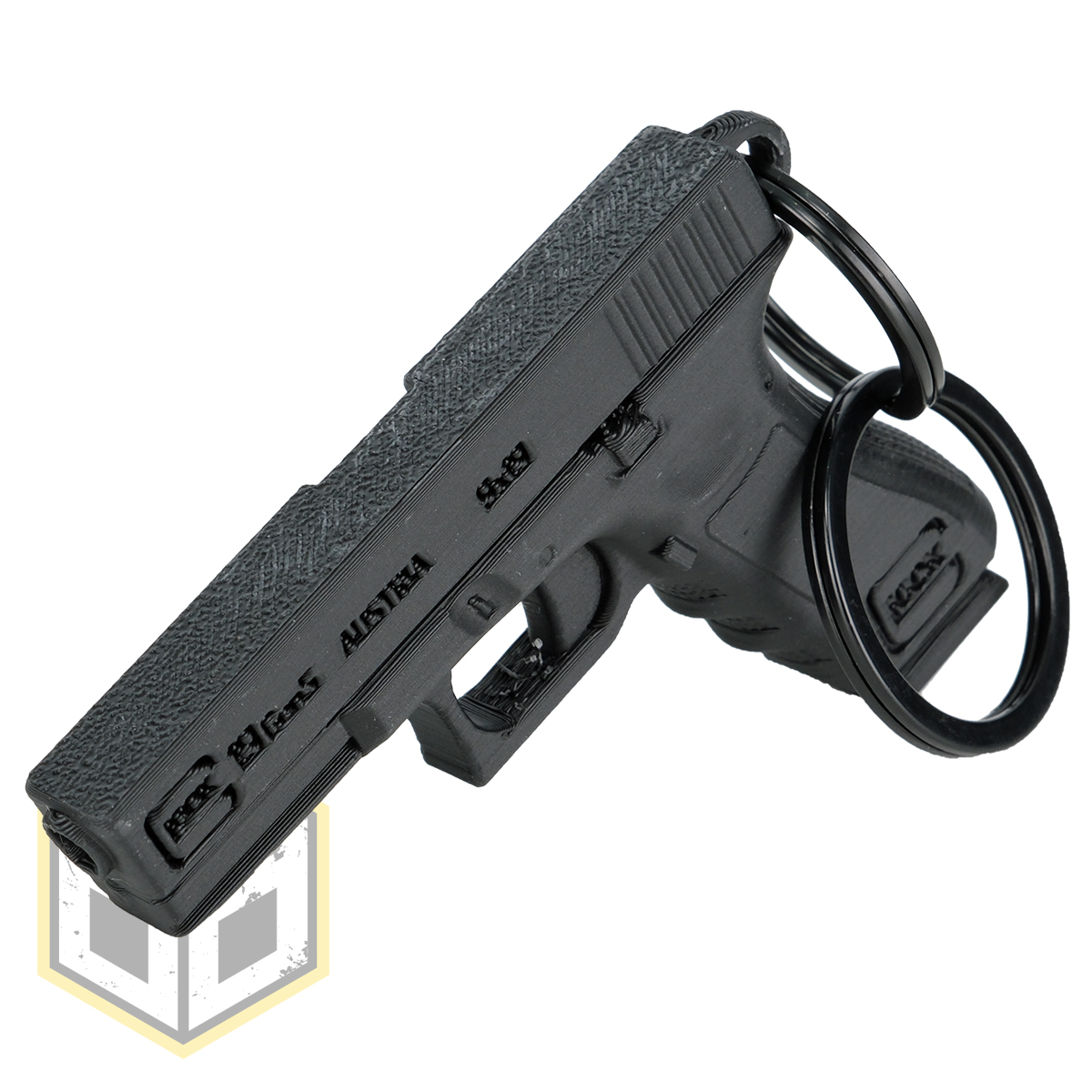 Glock 19 Gen5 Pistol Keyring / Keychain - 3D Printed Black - Just BB Guns