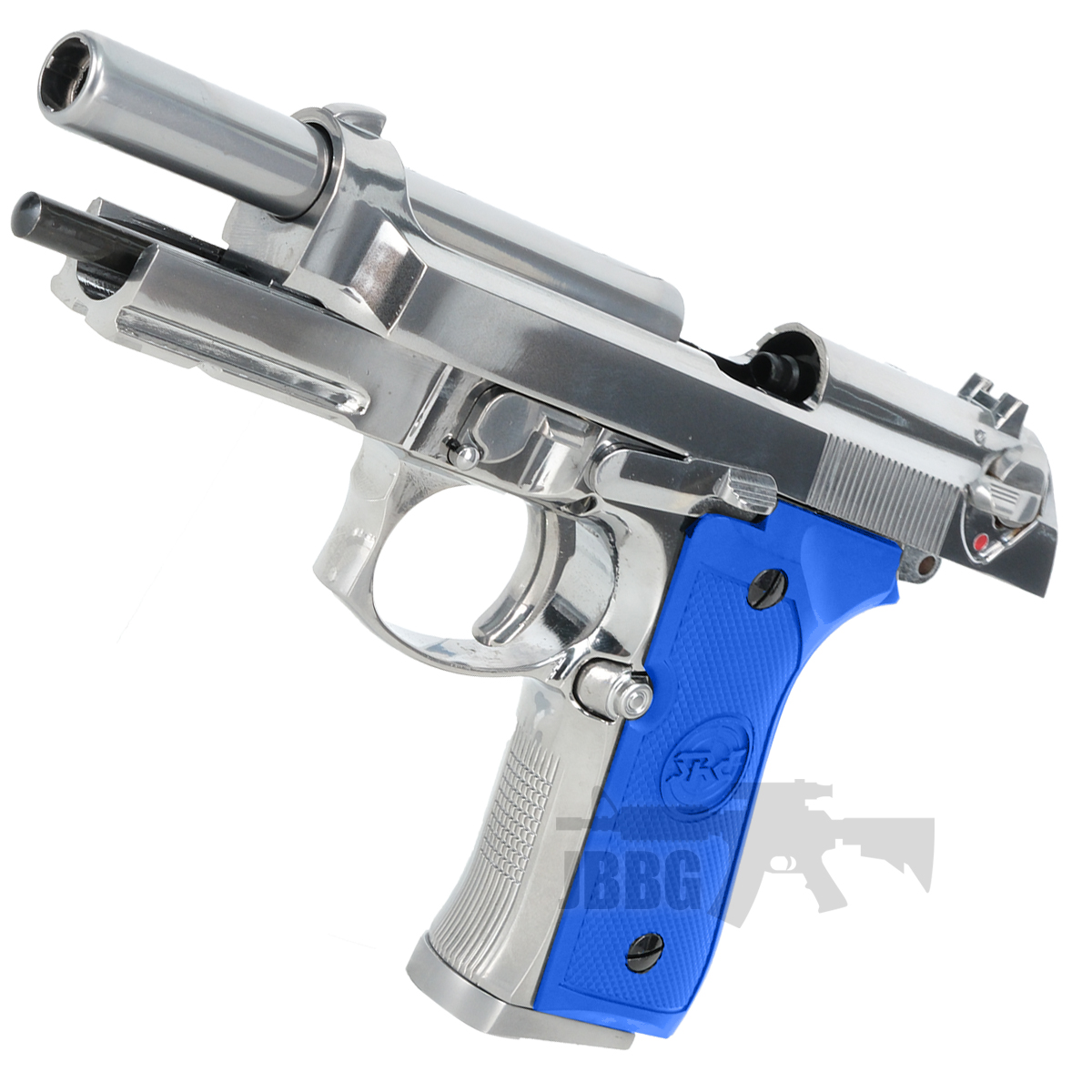 SR-92 A1 Silver Gas Blowback Airsoft Pistol Blue
